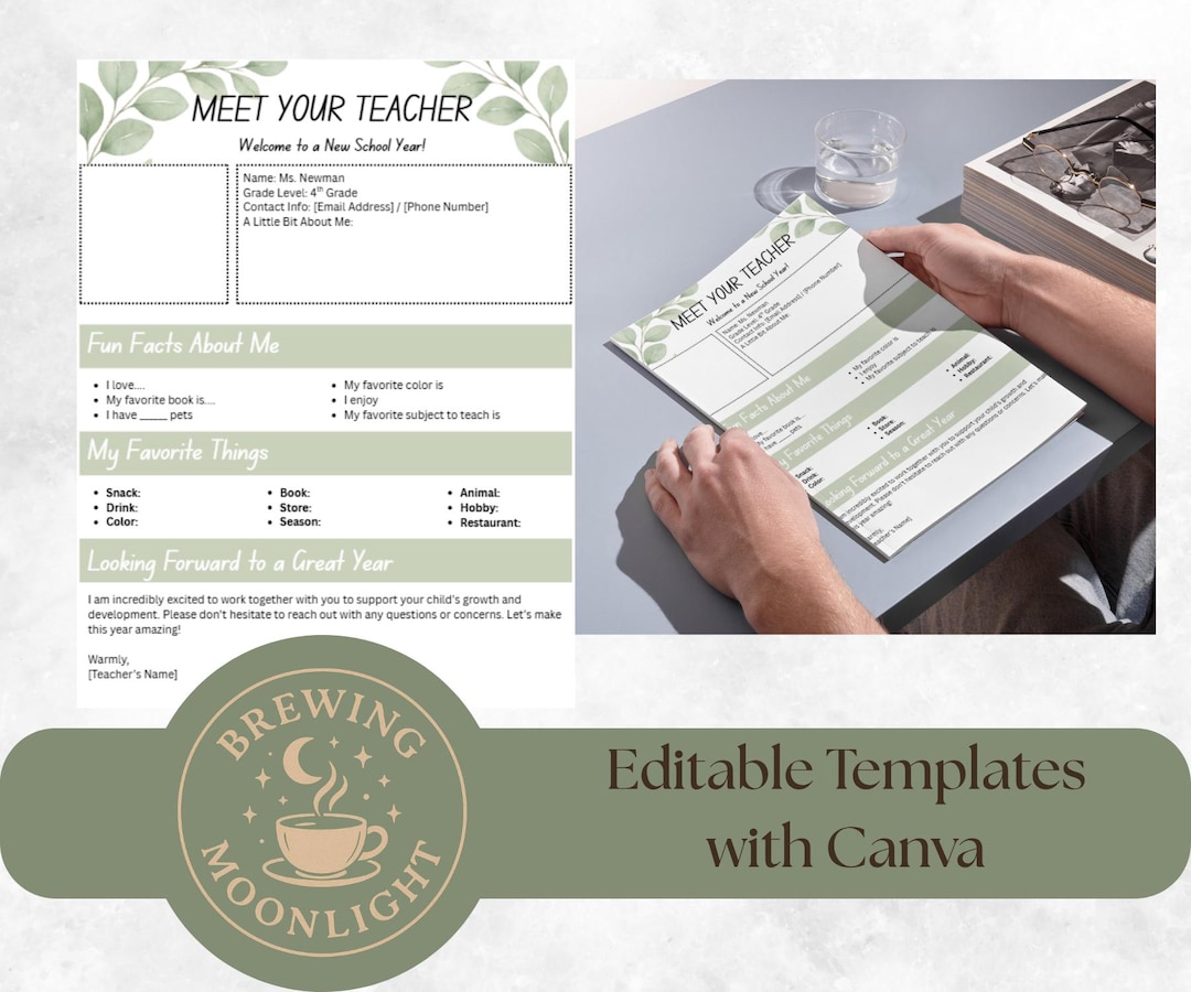 Editable Meet the Teacher Template – Eucalyptus Greenery Theme – Back ...