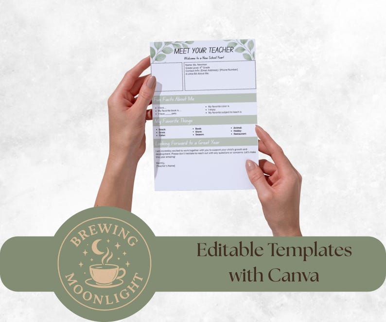 Editable Meet the Teacher Template – Eucalyptus Greenery Theme – Back ...