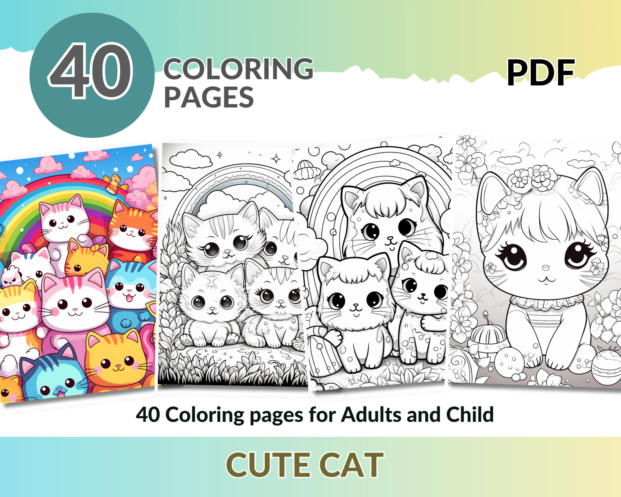 Cats Coloring Pages, Coloring Pages for Peace and Relaxation, All Ages ...