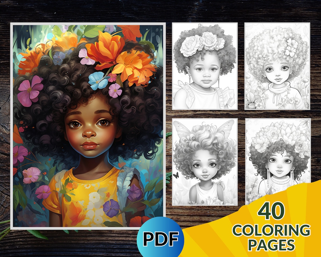 Afro Cute Baby, Black Girls Coloring Book, Peace and Relaxation, All ...