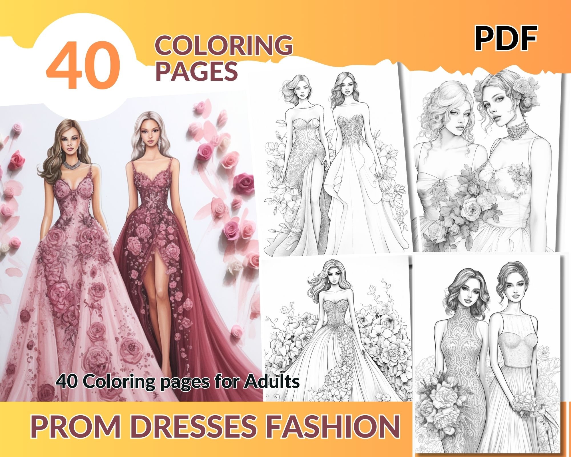 Prom Dress Coloring Pages