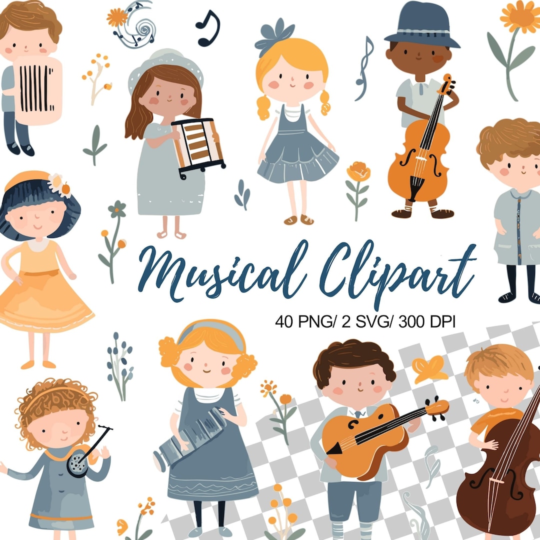 Music Clip Art, Musical Instruments Clipart, Kids Hobby Clipart, Music ...