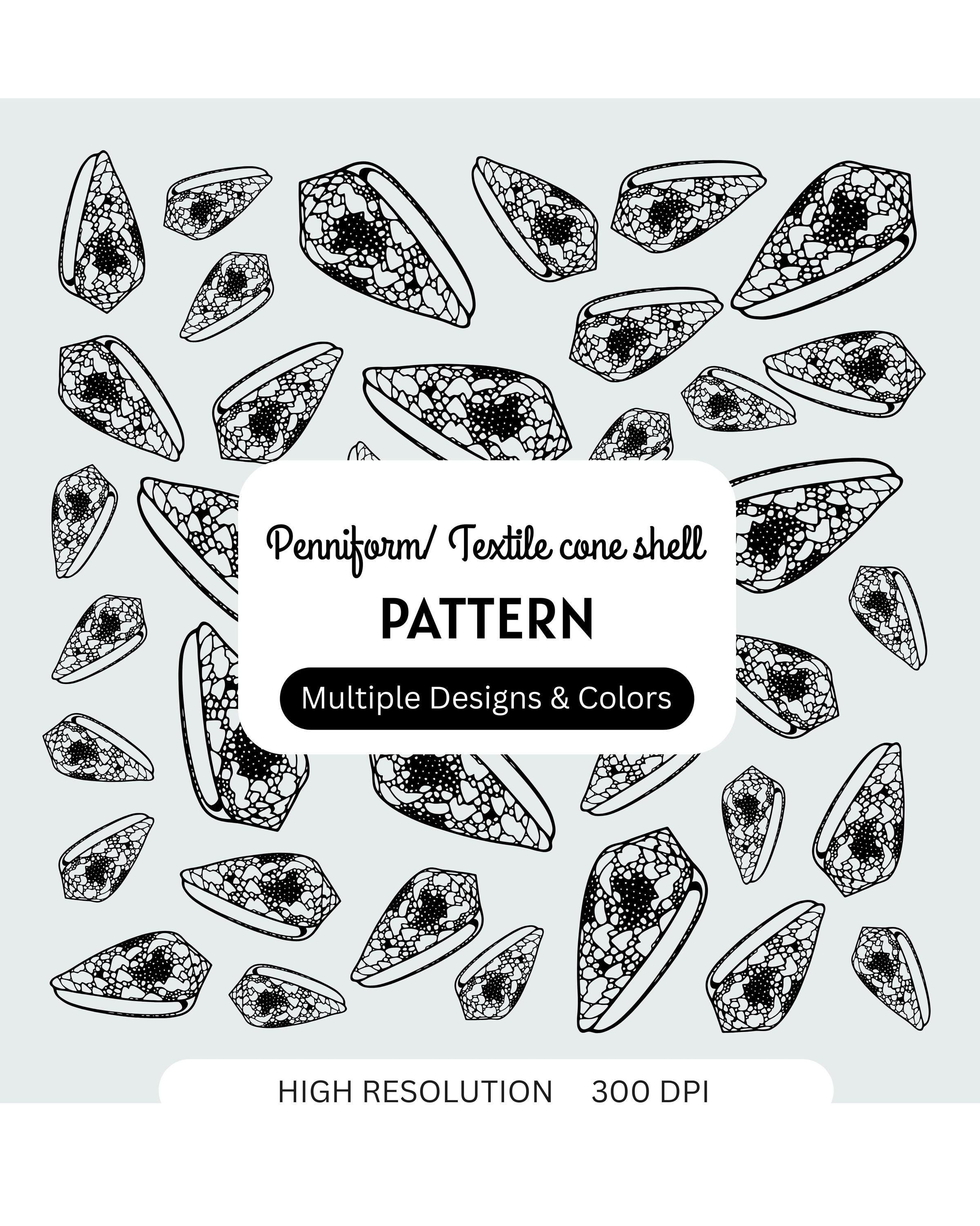 Seashell Penniform Cone Shell SVG Bundle | Digital Download Textile ...