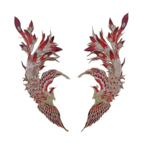 Beautiful Red Phoenix Bird Applique Embroidery Applique Patch Decor for ...