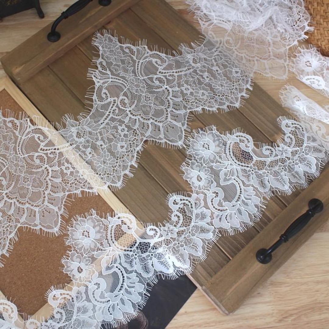 Black White Chantilly Lace Trim, Flowers Lace Trim for Wedding Gown ...