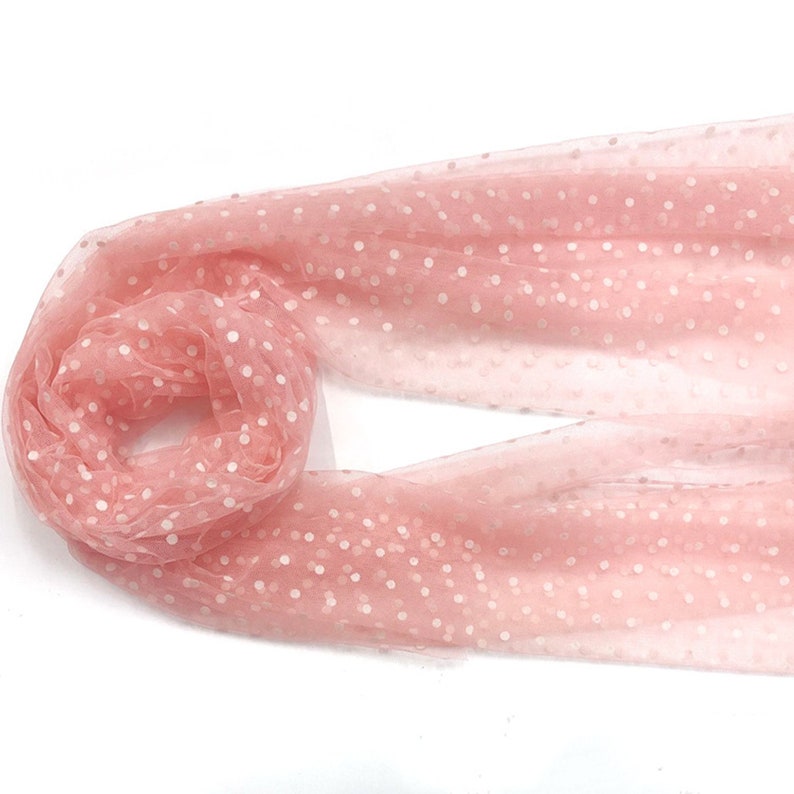 Pink Tulle Lace Fabric With Polka Dots Flocked 5 Mm Dot Tulle | Etsy