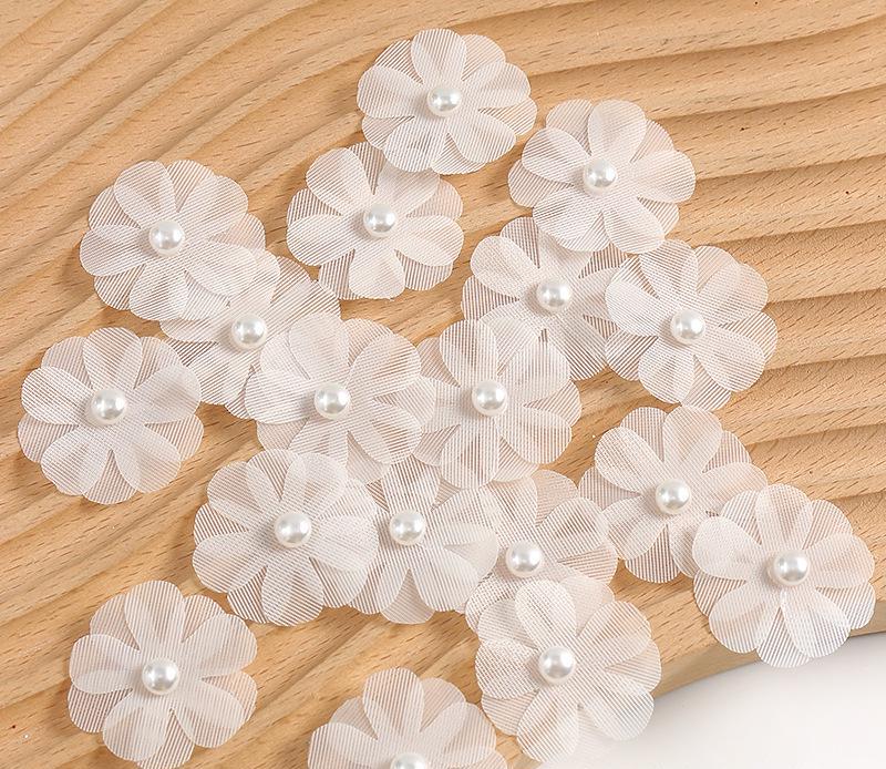 Cute Lace Flower Patch, Pearl Beaded 3D Floral Decor for Wedding Dress ...