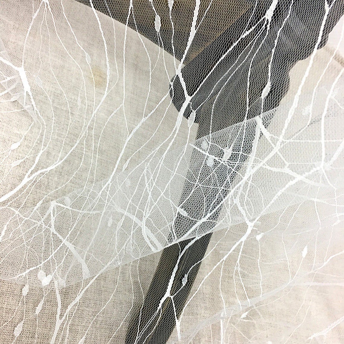 Off White Lace Fabric Thin Branch Mesh Lace Fabric Tulle - Etsy