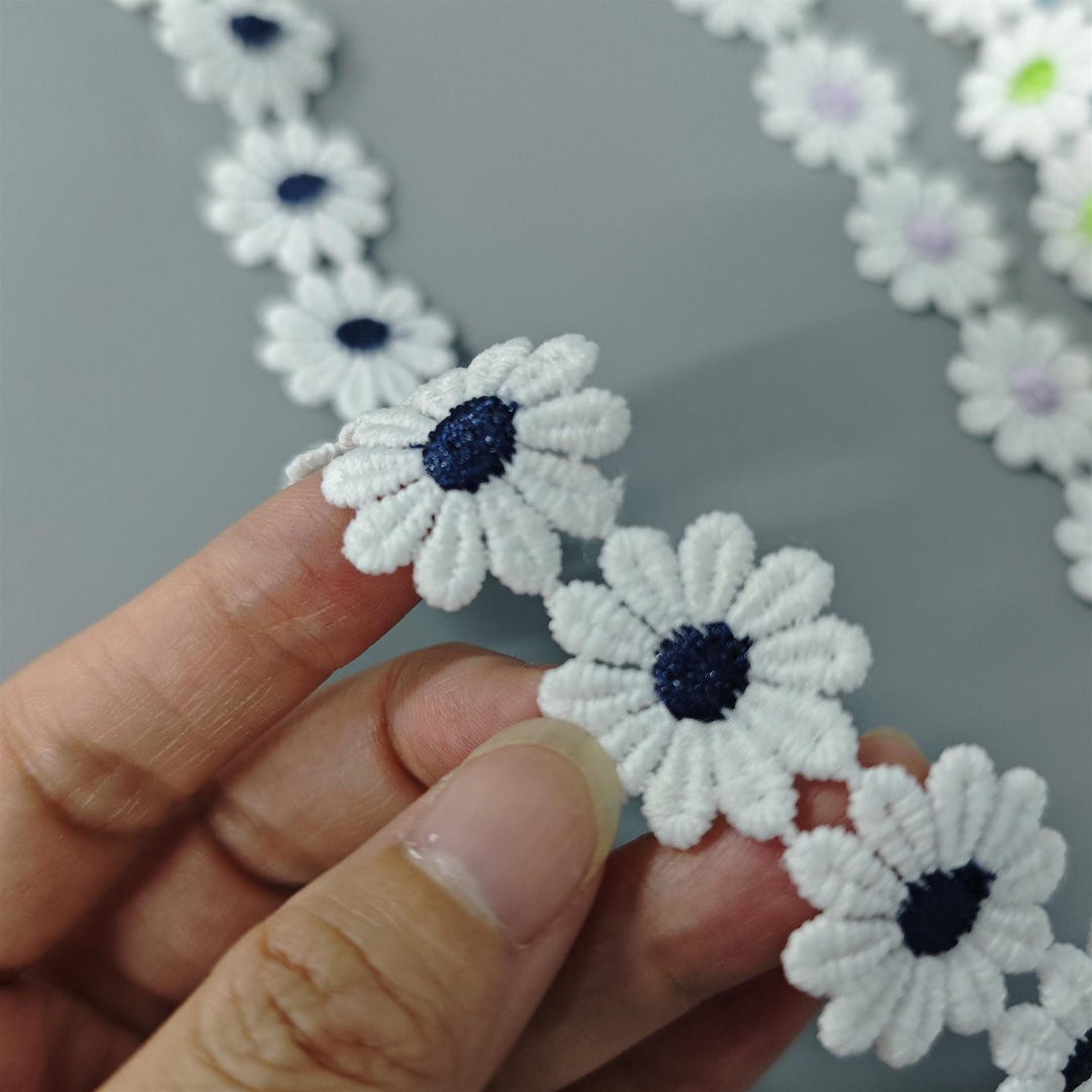 1"/2.5cm Wide, Pretty Floral Embroidered Trim, Daisy Flower Lace Trim ...