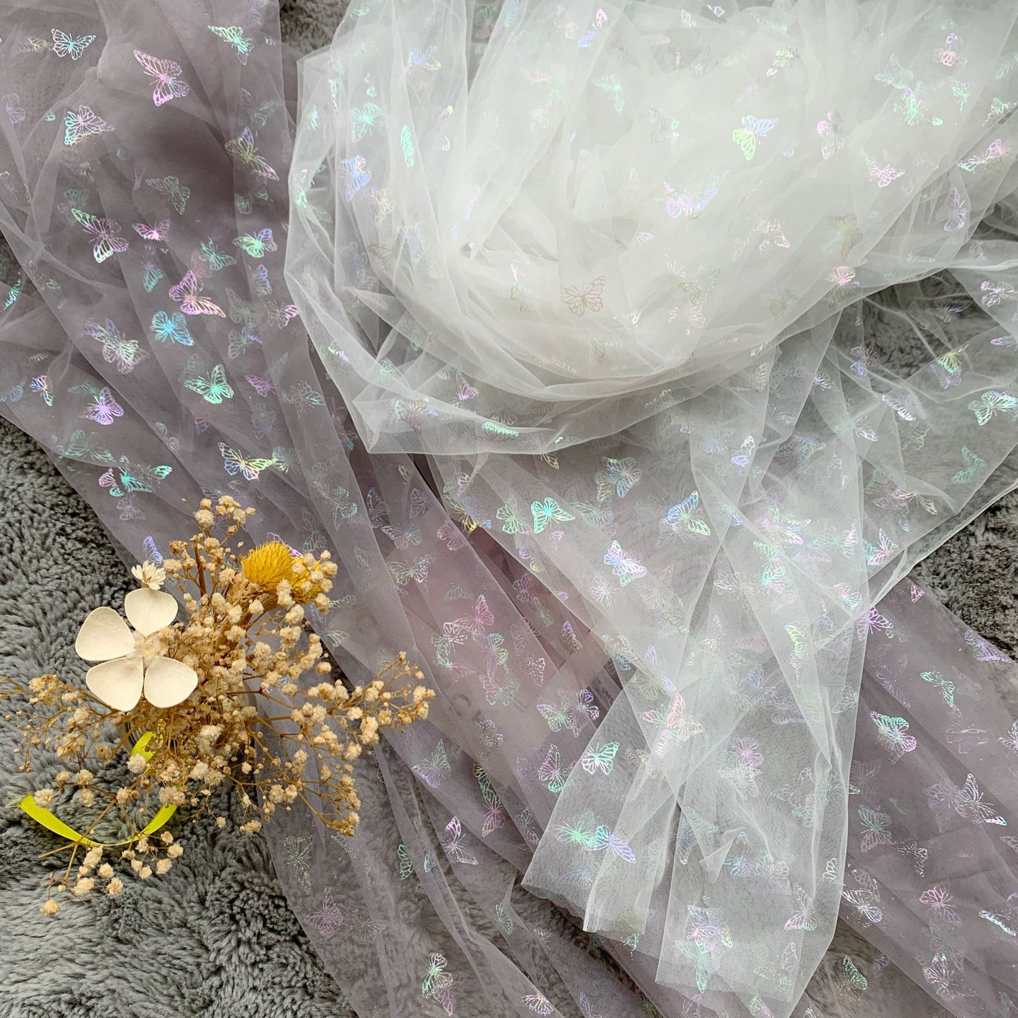 Gradient Butterfly White Tulle Fabric Print Butterfly Fabric - Etsy