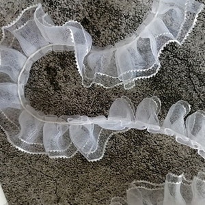 Double Layers Ruffle Lace Trim, Ruffled Gauze Net Mesh Lace Trim for ...