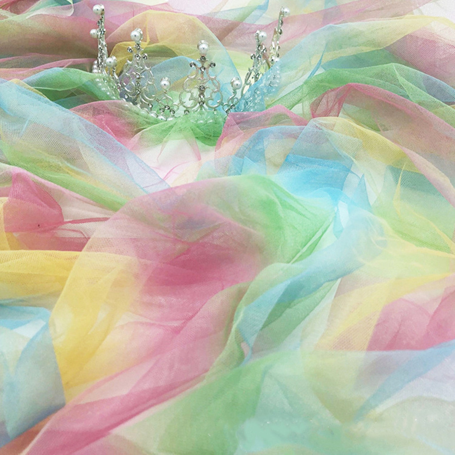 Rainbow Tulle Fabric Illusion Nylon Tulle Mesh Fabric - Etsy