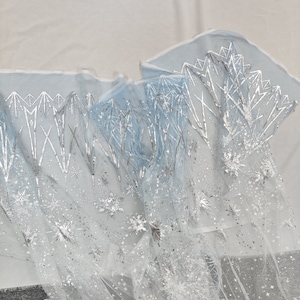 Frozen Print Snowflake Tulle Lace Fabric, Silver Snowflake Lace Fabric ...