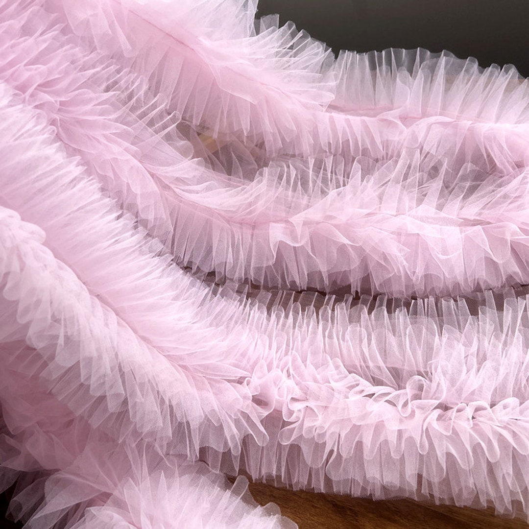 4 Colors Soft Ruffled Trim, Furry Tulle Pleated Trim for Costumes, Doll ...