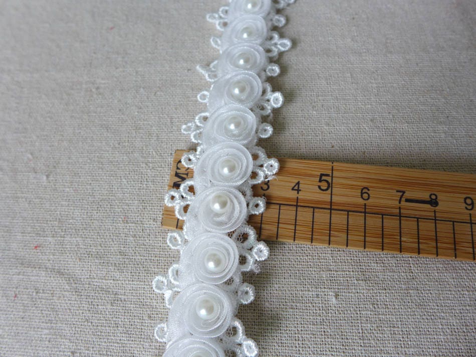 Hot New off White Beaded Lace Trim Rhinestone Pearl Trim - Etsy