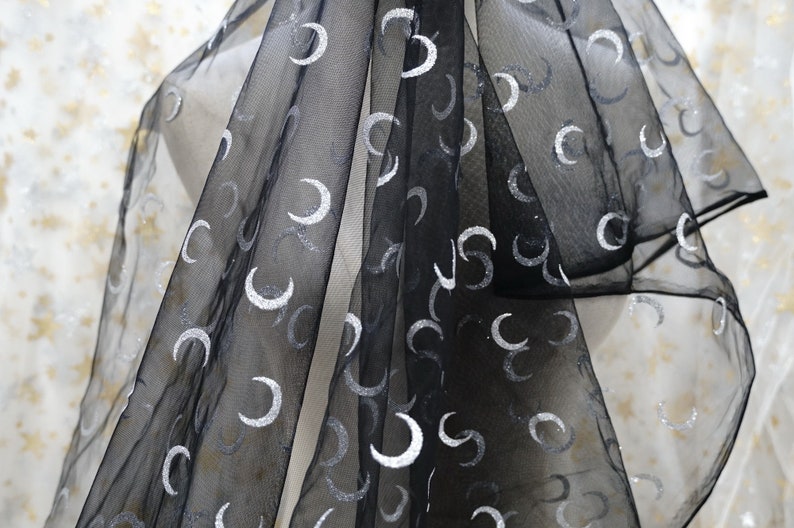 Moon Lace Fabric Moon Print Tulle Mesh Fabric Silver Half - Etsy UK