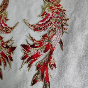 Beautiful Red Phoenix Bird Applique Embroidery Applique Patch Decor for ...