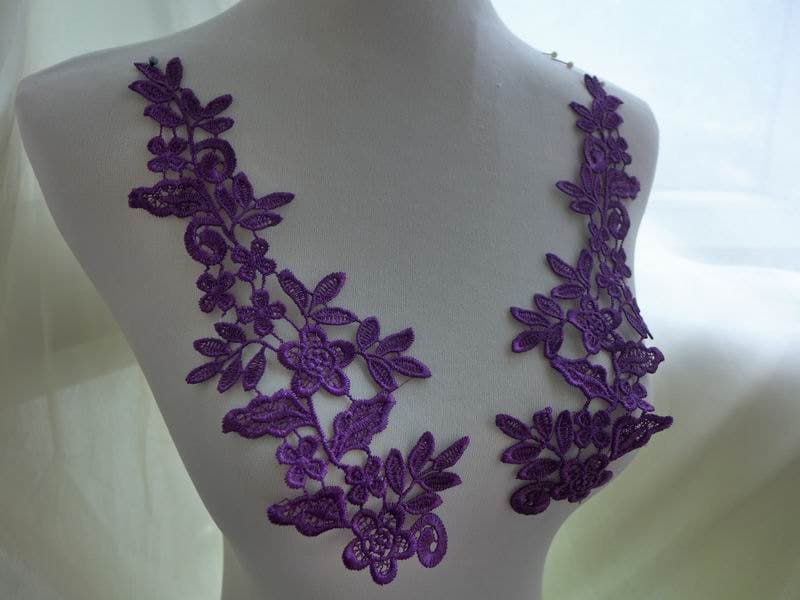 Bridal Lace Appliques Pair in Violet for Wedding Gown, Bridal Headpiece ...