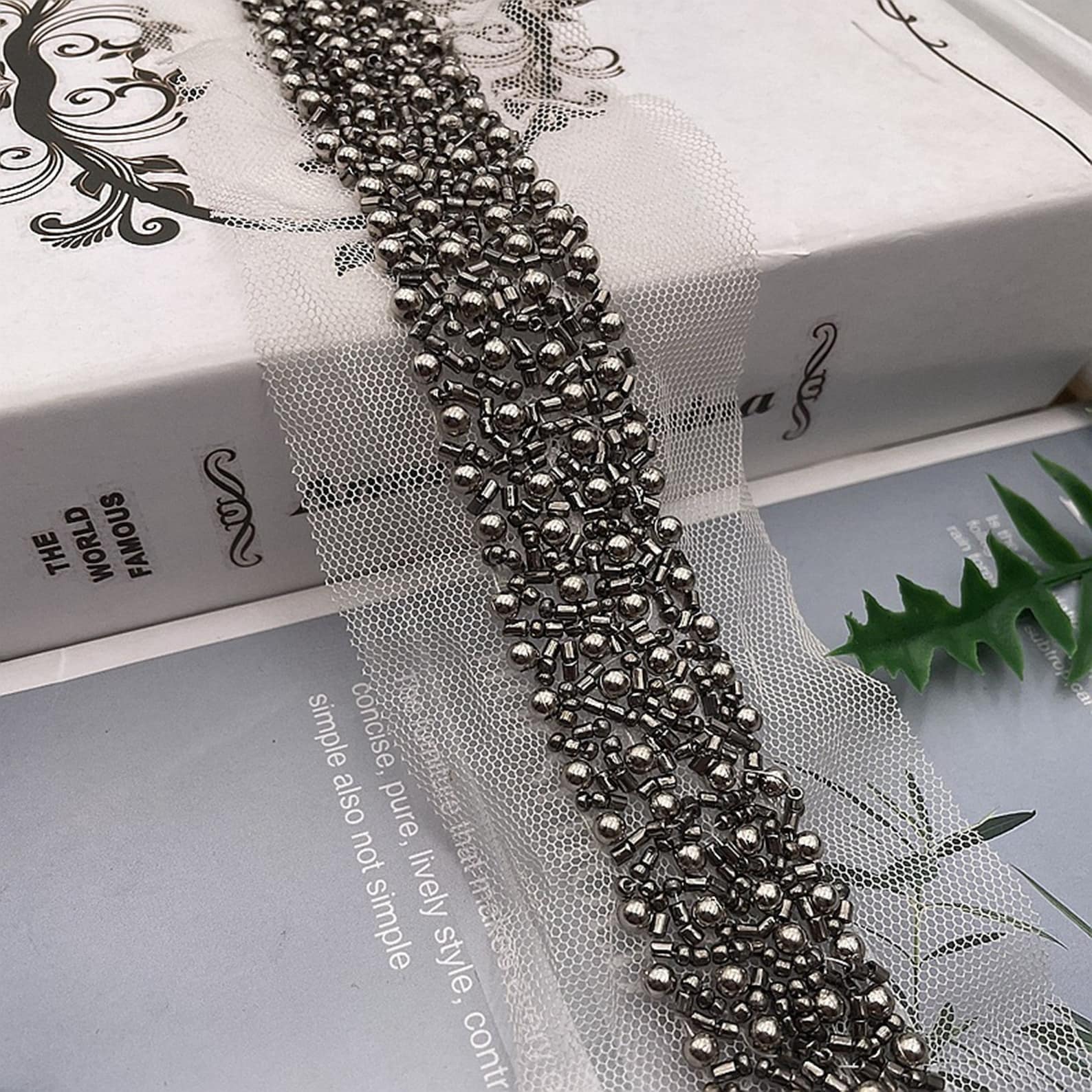 Wide Beaded Trim Beaded Mesh Trim Beaded Lace Trim Pearl - Etsy