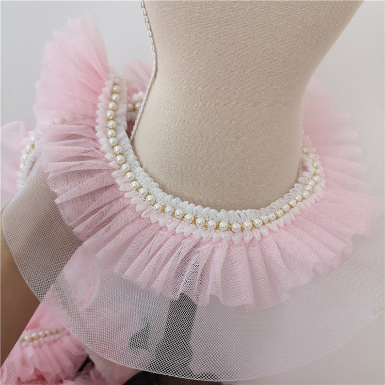 Elegant Ruffle Lace Trim With Pearl Beautiful Tulle Ruffle | Etsy