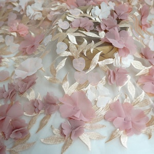 Exquisite 3D Floral Lace Fabric, Blossom 3D Flowers Embroidered Tulle ...