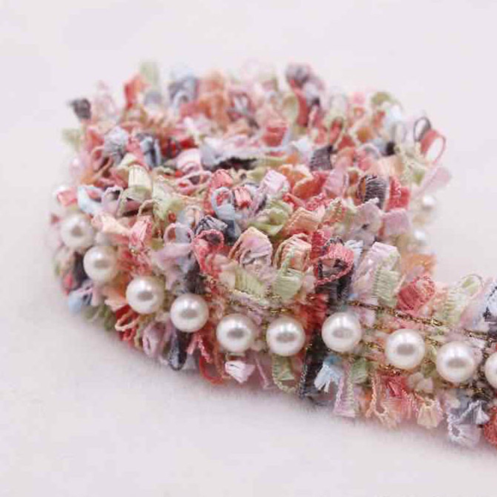 Colorful Beaded Lace Trim Beaded Ribbon Pearls Ribbon - Etsy