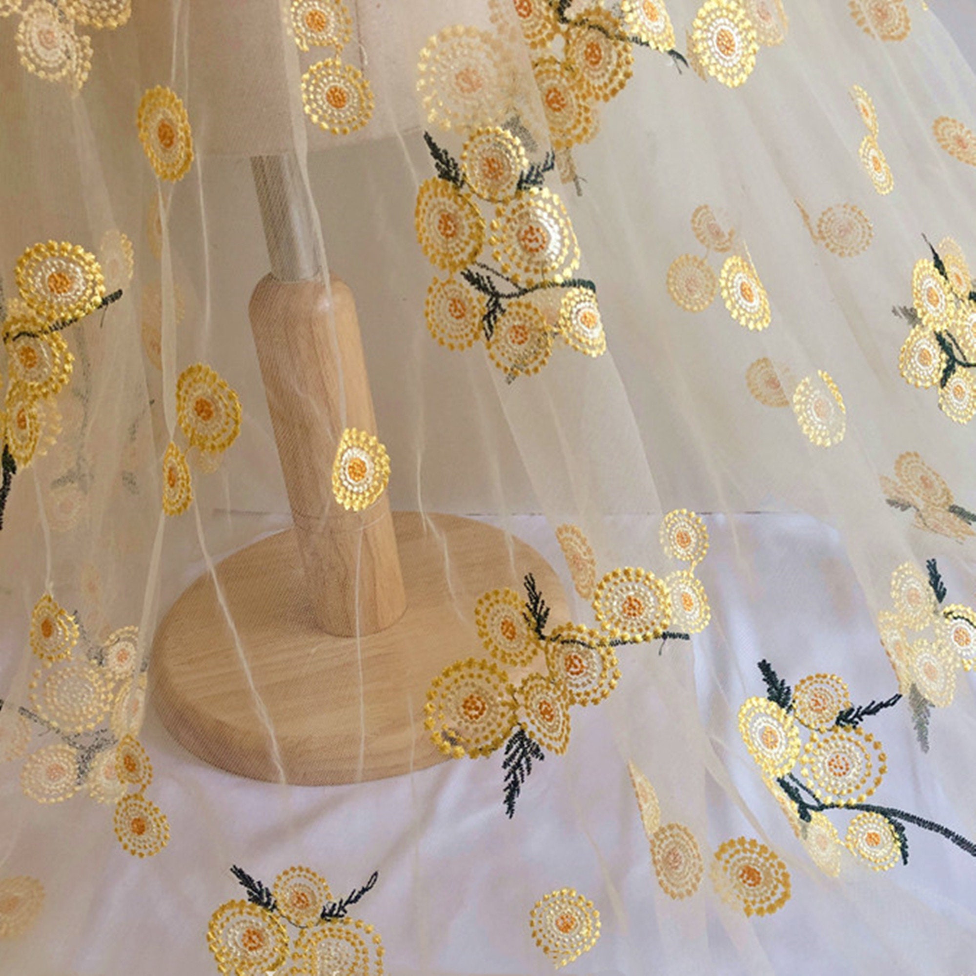 51 Wide Adorable Yellow Sunflower Floral Embroidery Lace | Etsy