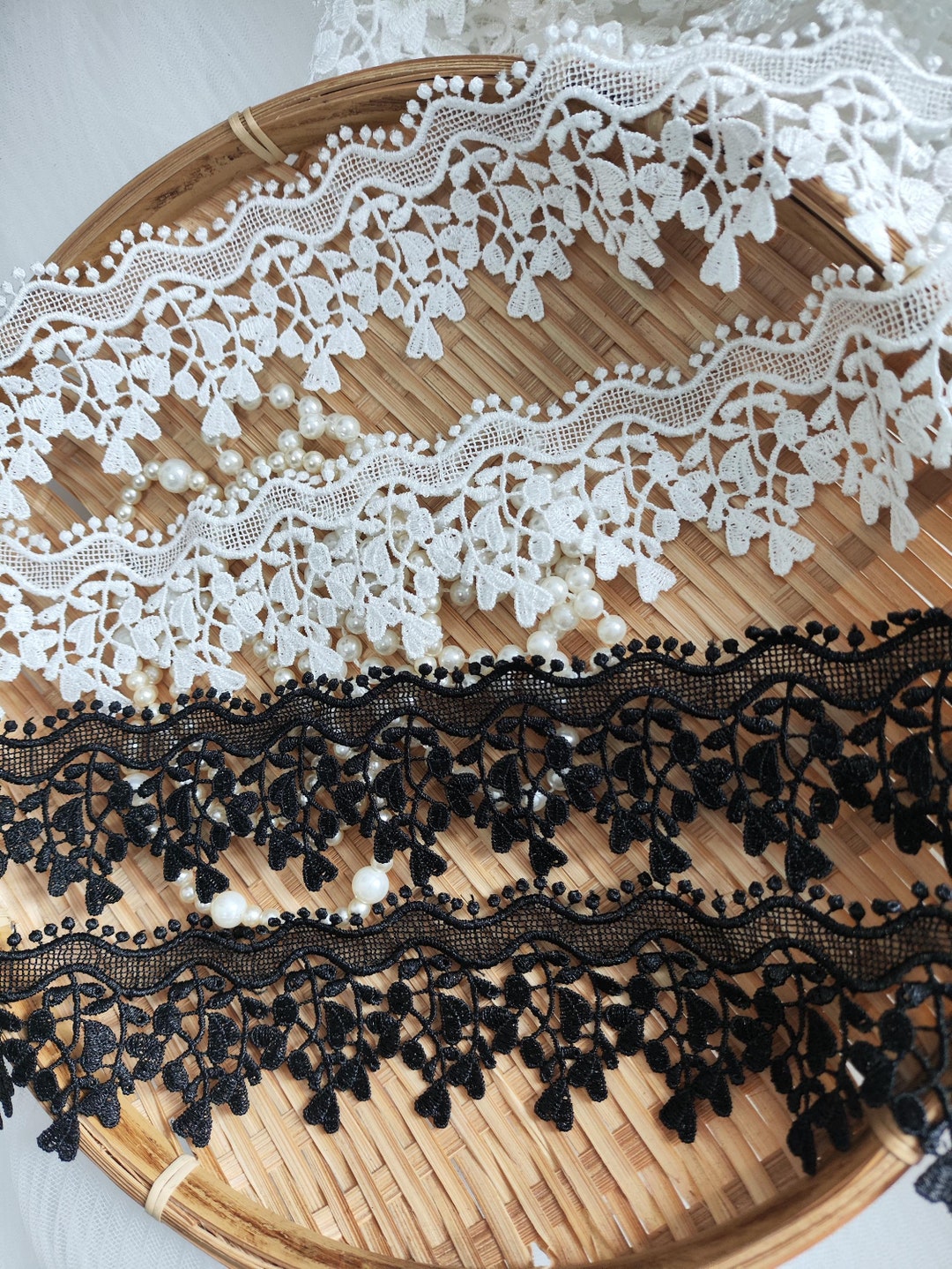 14 Yards Embroidered Venice Lace Trim, Cute Dots Heart Shape Lace Trim ...