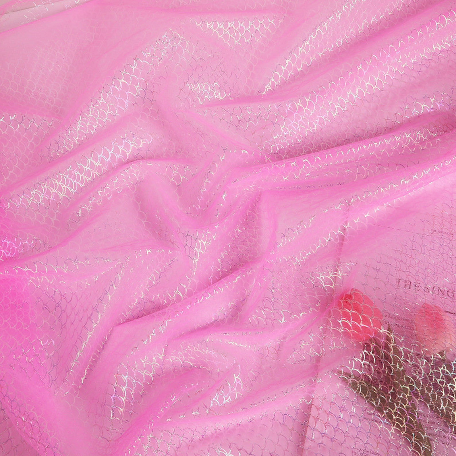 9 Colors Shimmering Fish Scales Pattern Tulle Fabric, Shinny Tulle Lace ...