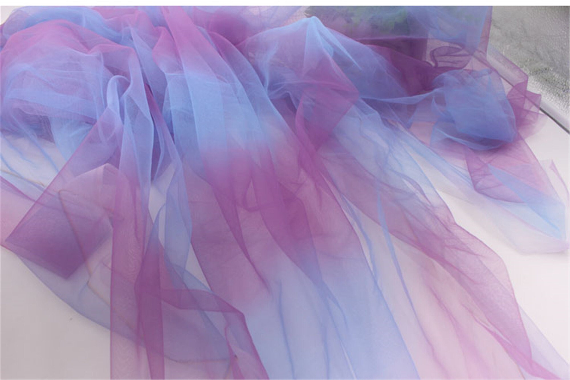 Blue Purple Tulle Fabric Tie Dyed Tulle Fabric With Gradient | Etsy