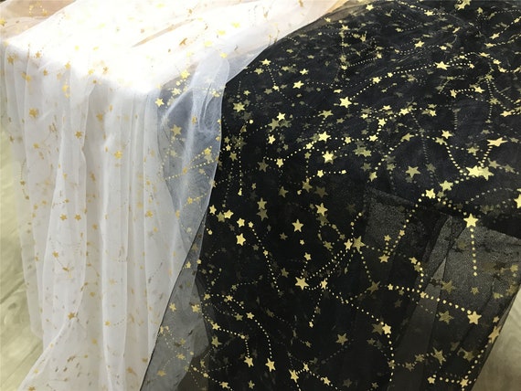 Star Tulle Fabric Print Gold Star Constellation Tulle Mesh | Etsy