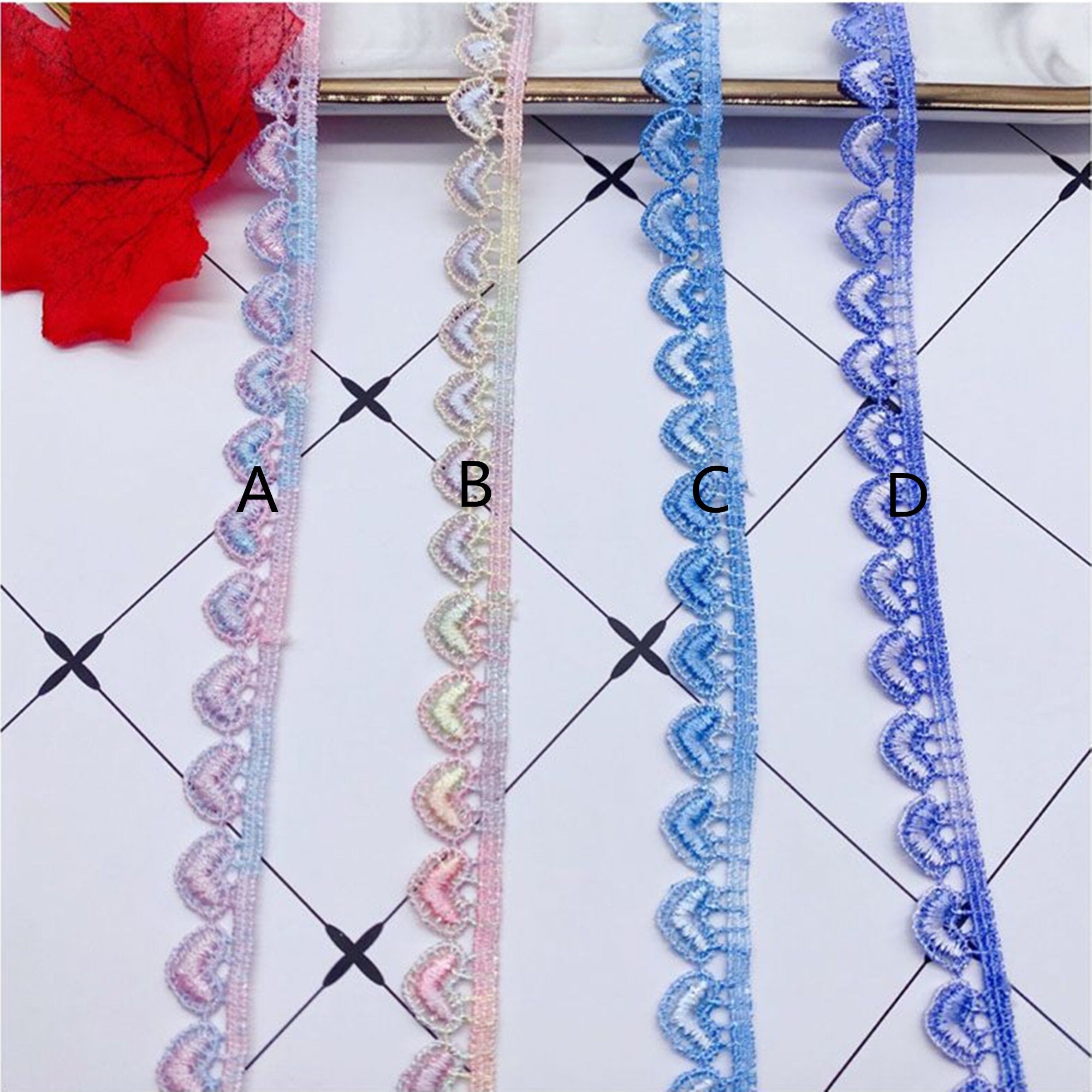 Heart Lace Trim, Colorful Lace Trim, Venice Heart Lace Trimming for ...