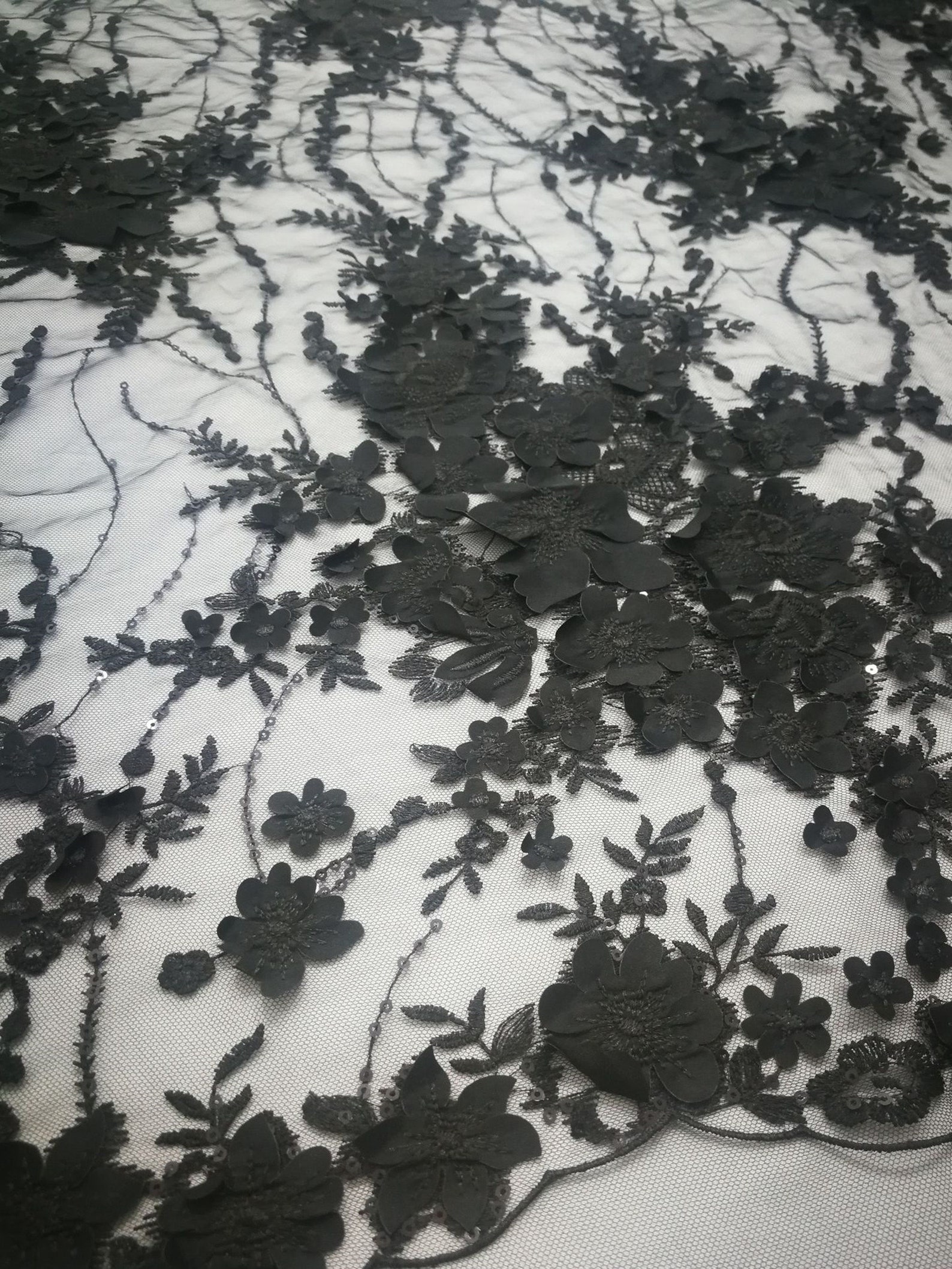 Exquisite 3D Flower Bridal Lace Fabric Beautiful 3D Embroidered Floral ...