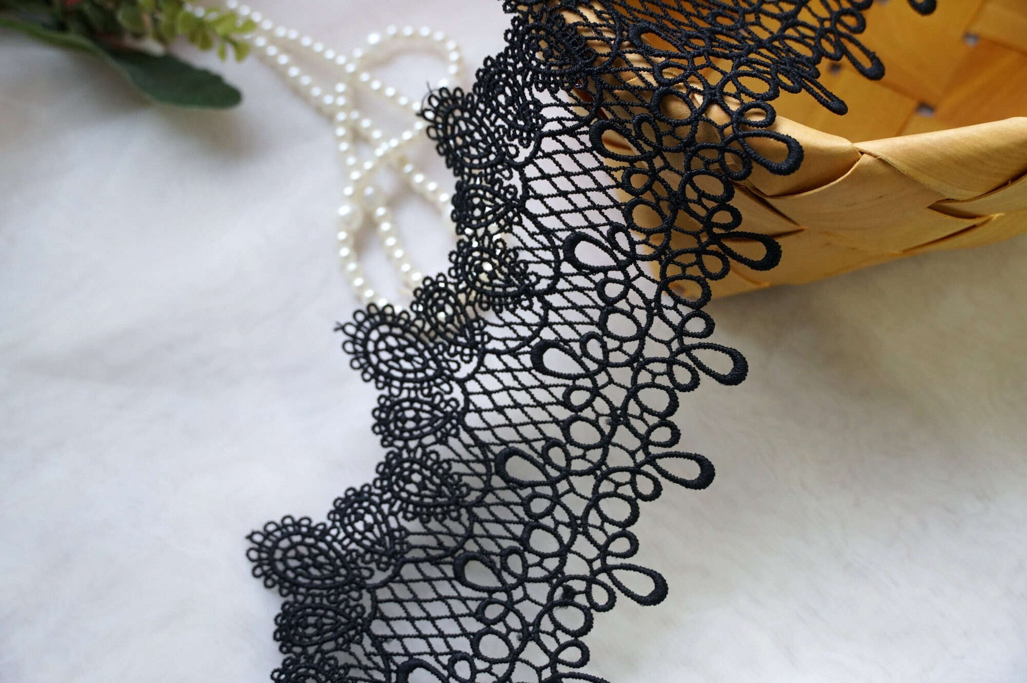 Venice Lace Trim, Circle Lace Trim, Black Guipure Lace Trimming for ...