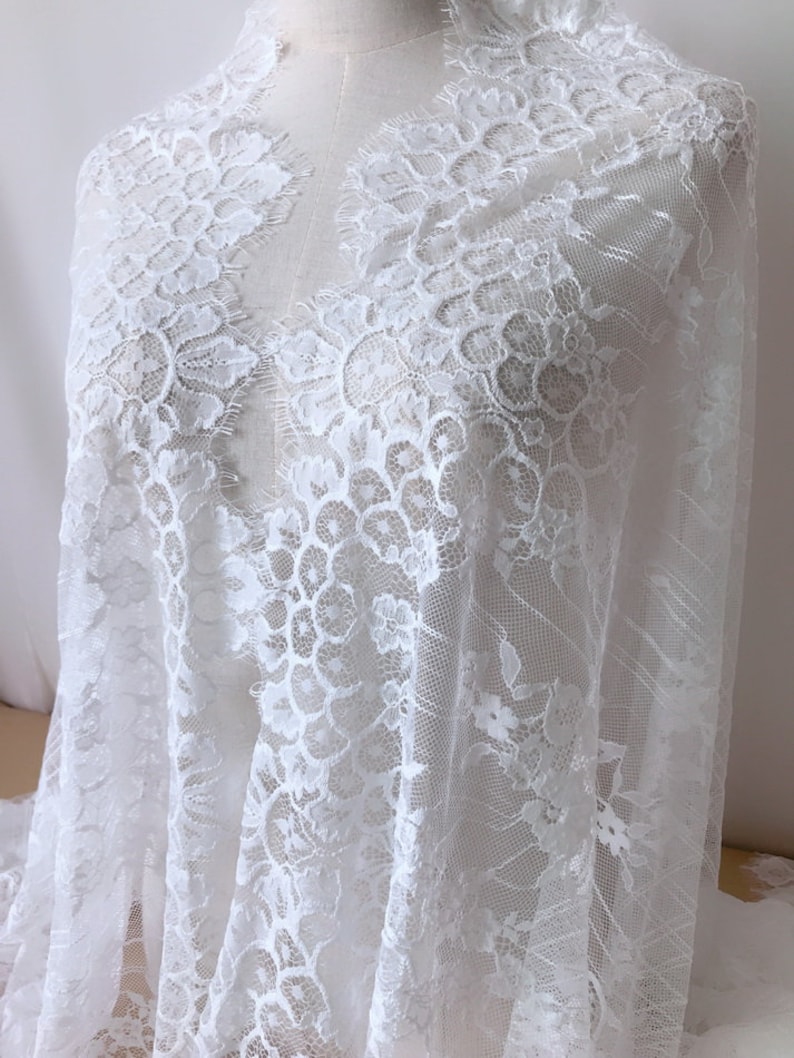 Elegant chantilly lace french scalloped black lace fabric for | Etsy