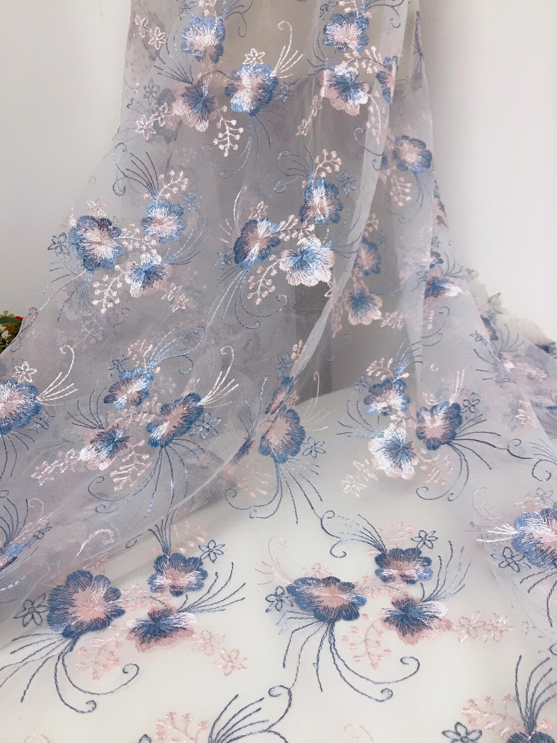 Exquisite Floral Embroidered Tulle Fabric Tulle Mesh Lace - Etsy