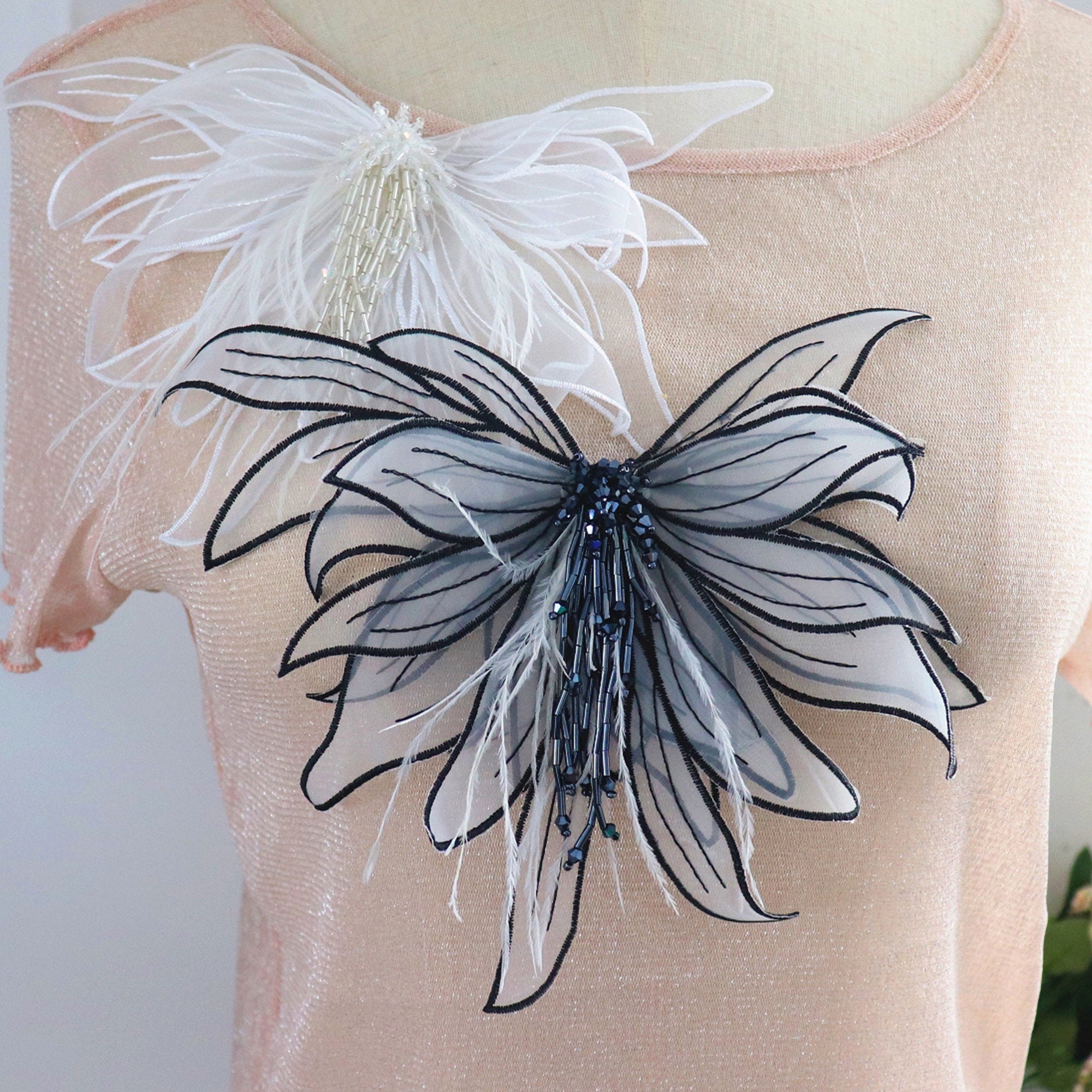 Beaded 3d Flower Applique, 3d Floral Applique, 3d Floral Patch, Flower ...