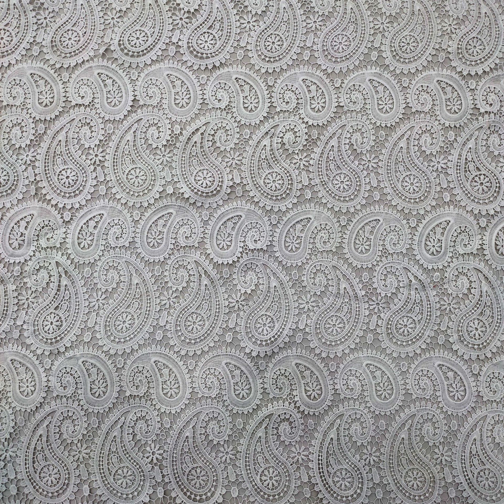Stunning Heavy Guipure Lace Fabric, Hollowed Paisley Lace Fabric, Boho ...