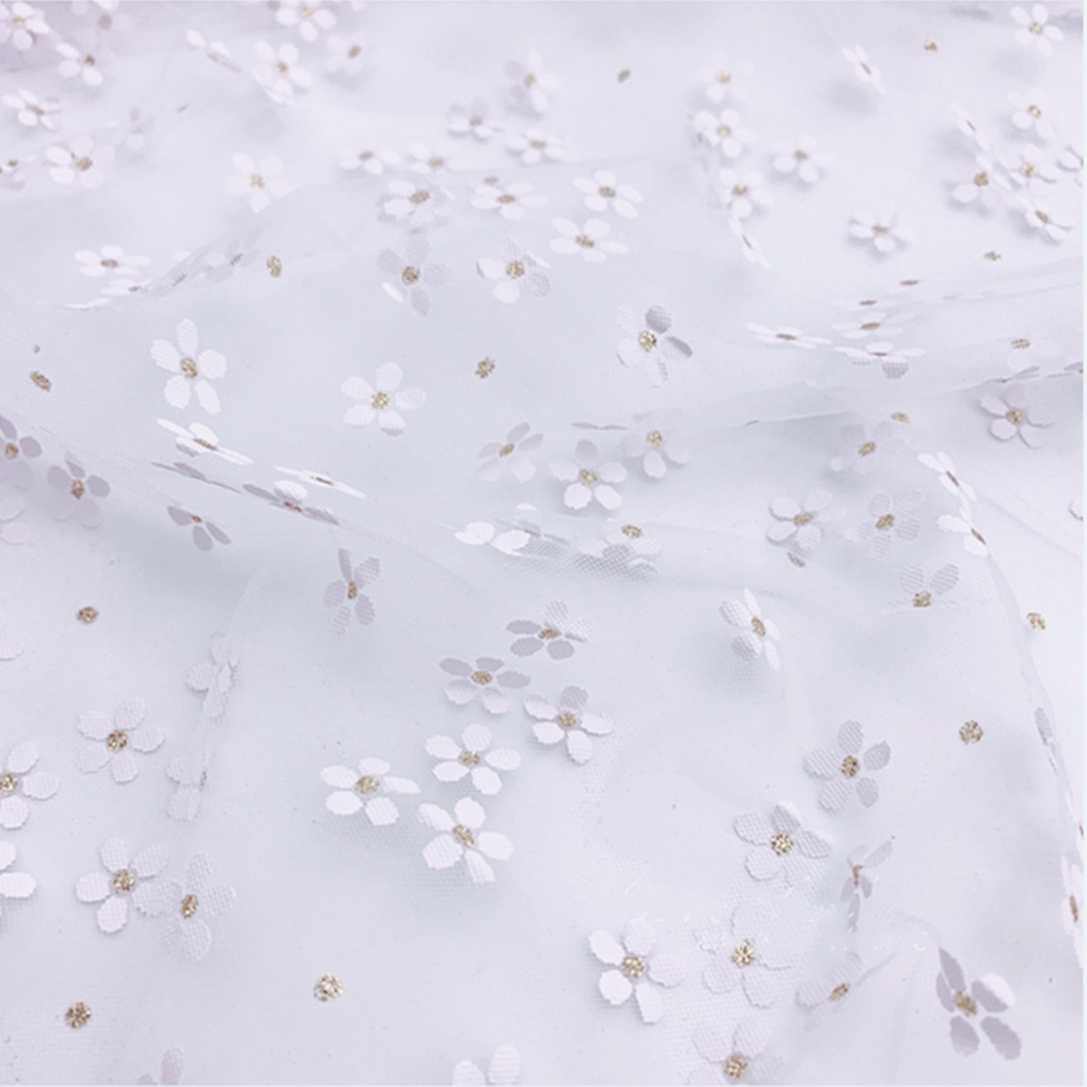 Floral Lace Fabric Printed Flowers Tulle Mesh Lace Fabric | Etsy