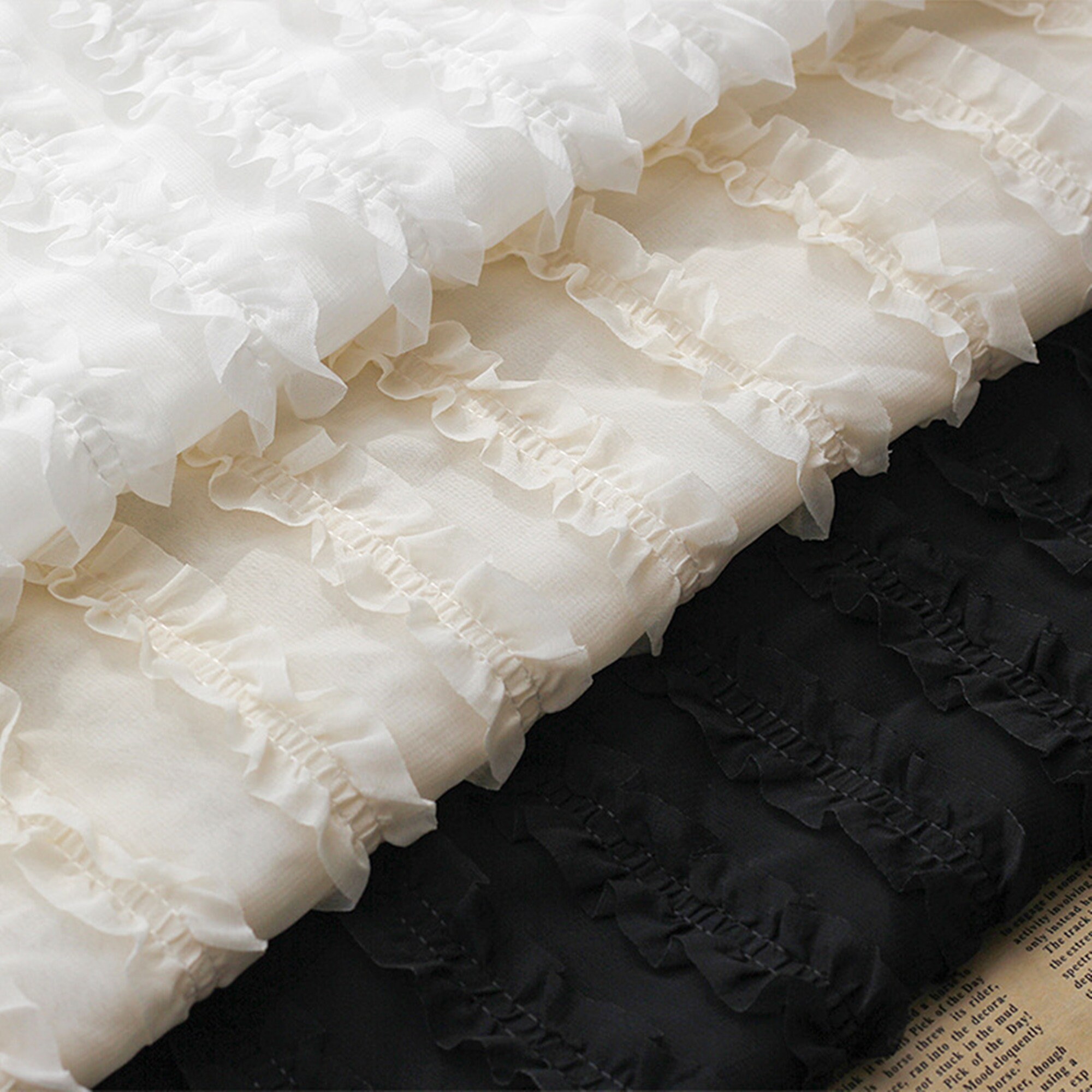 Chiffon ruffle fabric by the yard store