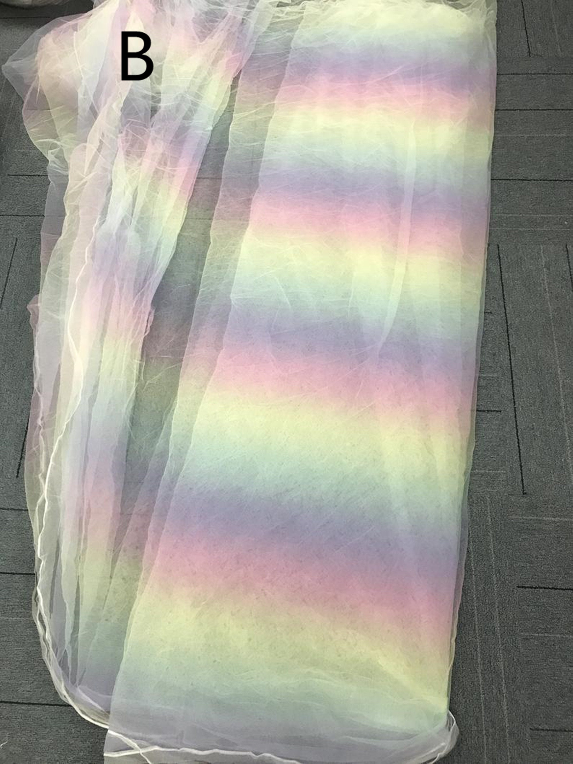 Ombre Fabric gradient tulle fabric rainbow color mesh lace | Etsy
