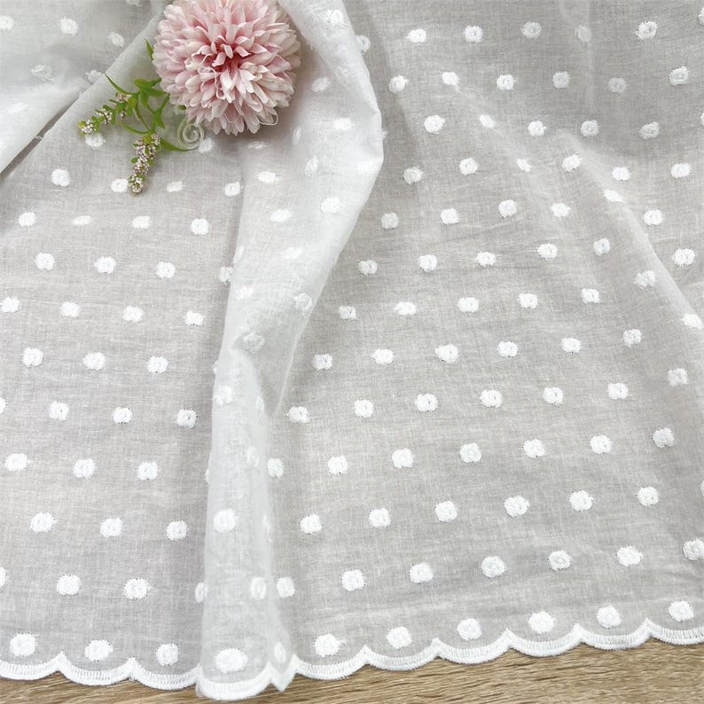 Swiss Dots Embroidered Fabric, Cute Polka Dot Cotton Lace, Dot Jacquard ...