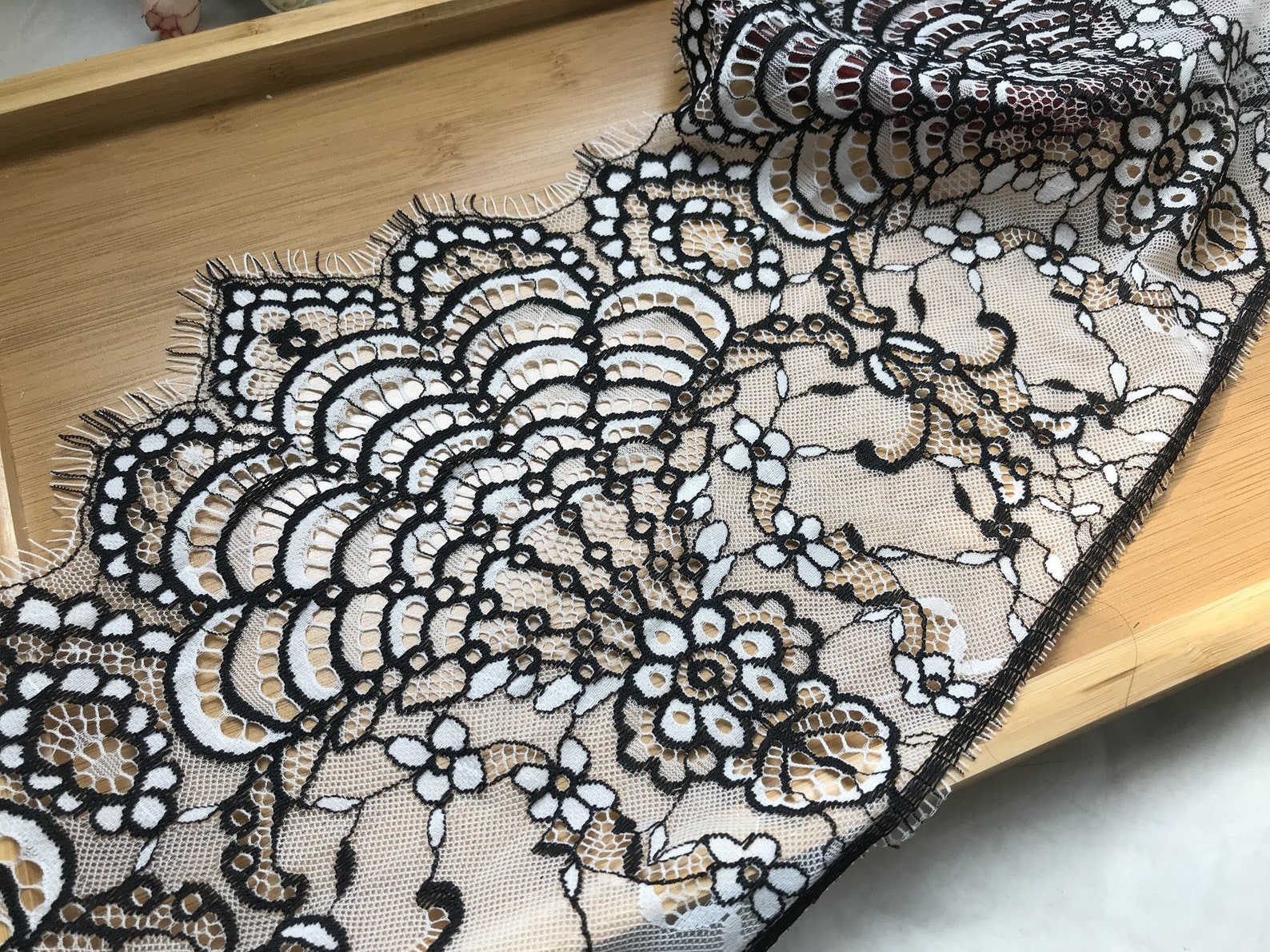 Two-tone Lace Trim, Chantilly Lace Trim, French Lace, Wedding Lace ...