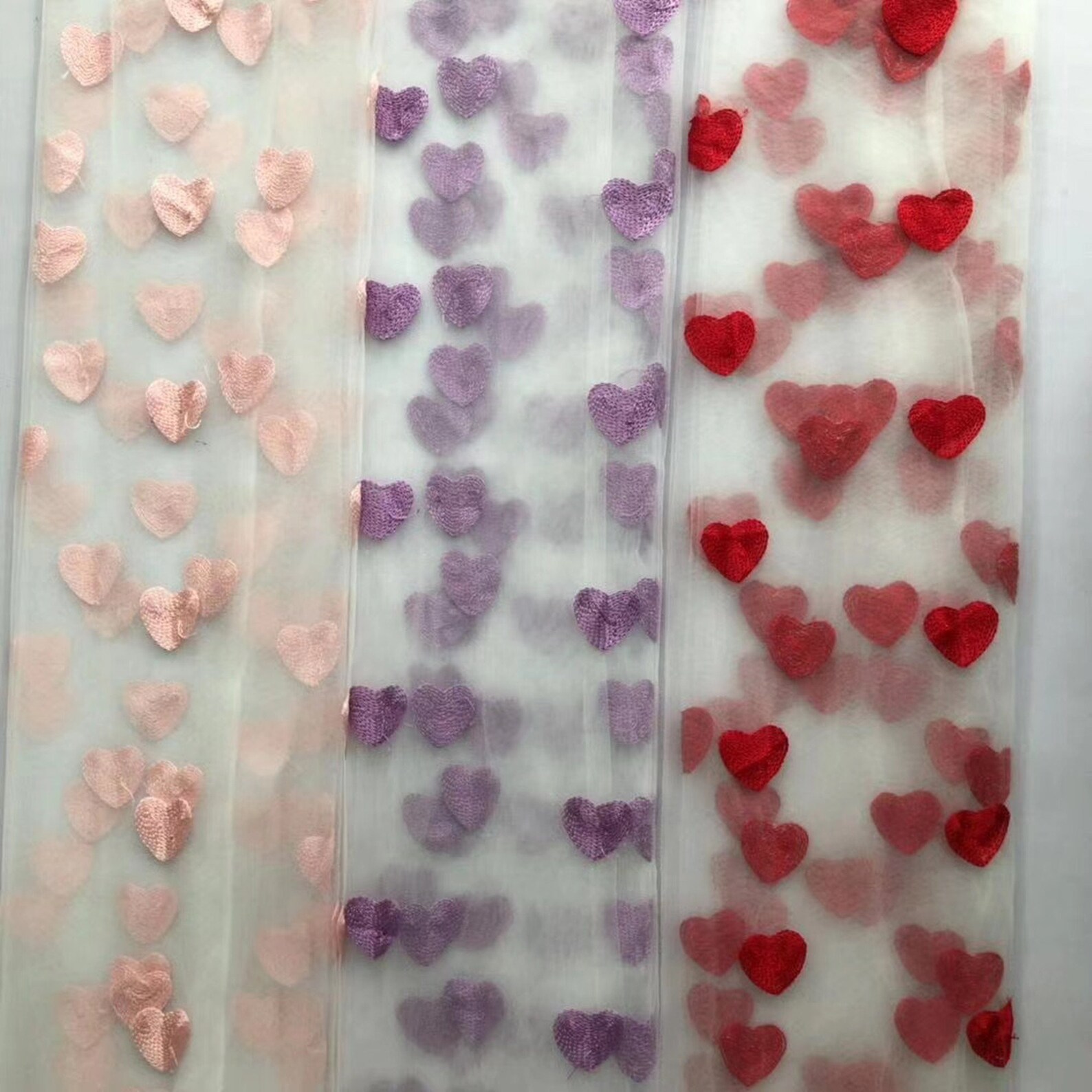 Red Heart Lace Fabric Love Heart Embroidered Mesh Lace | Etsy