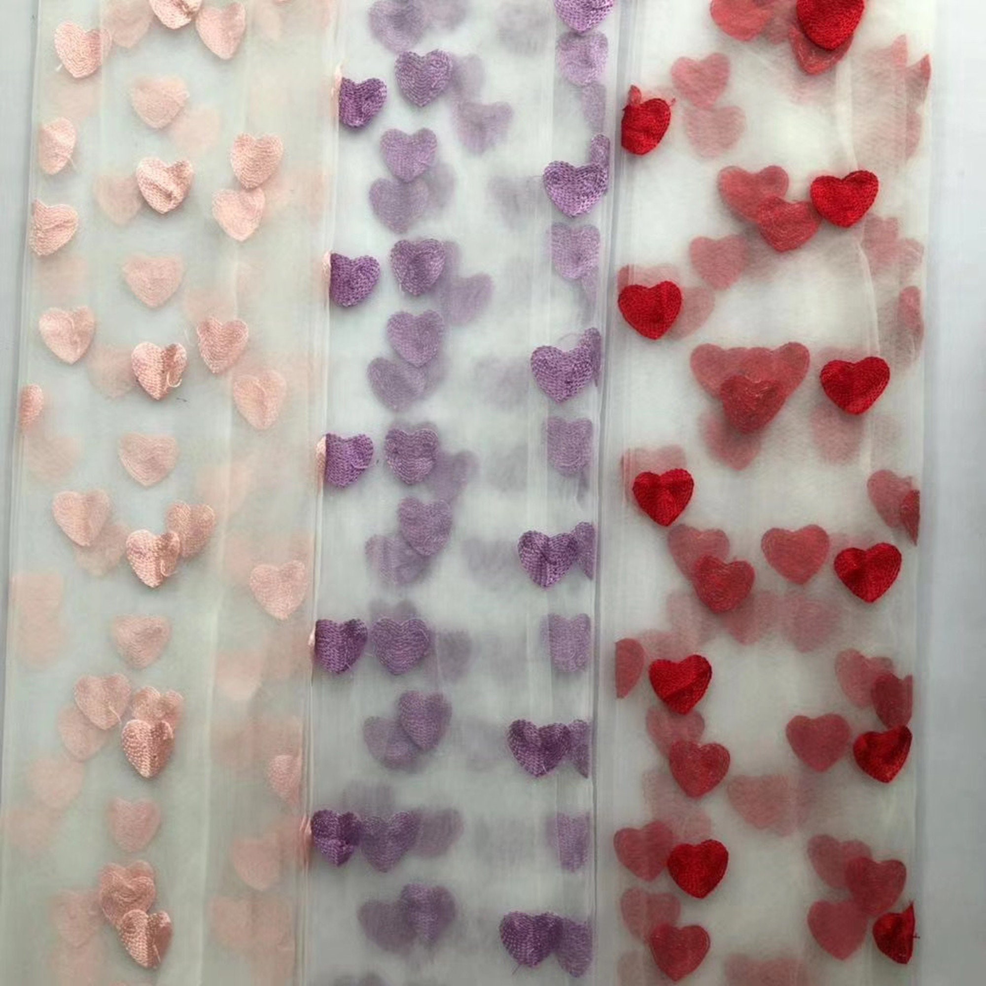 Red Heart Lace Fabric Love Heart Embroidered Mesh Lace - Etsy