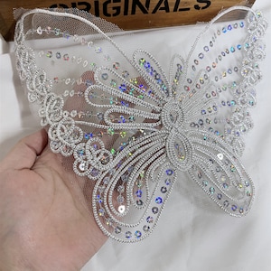 Large Butterfly Applique, Butterfly Motif Corded Embroidery Lace ...
