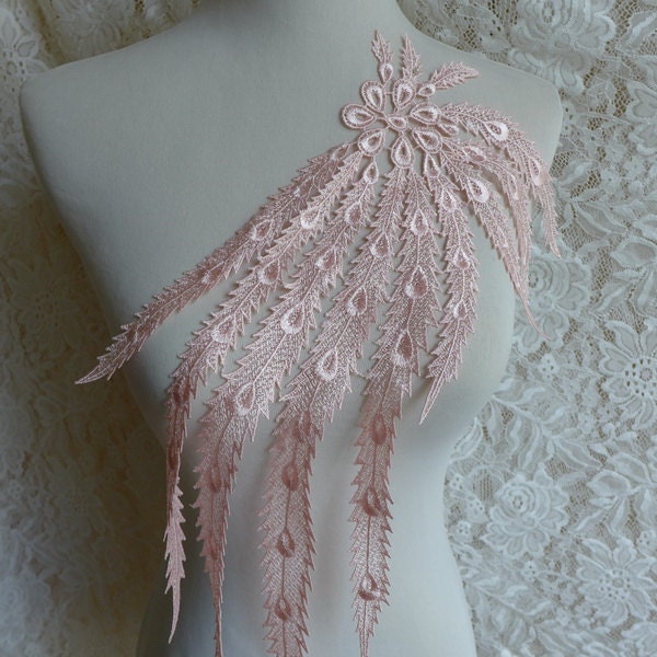 Pink Color Venise Lace Applique Bridal Applique Pink - Etsy