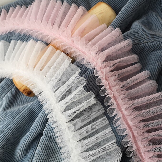 Pink/White Ruffle Lace Trim Ruffled Mesh Lace Trim Pleated | Etsy