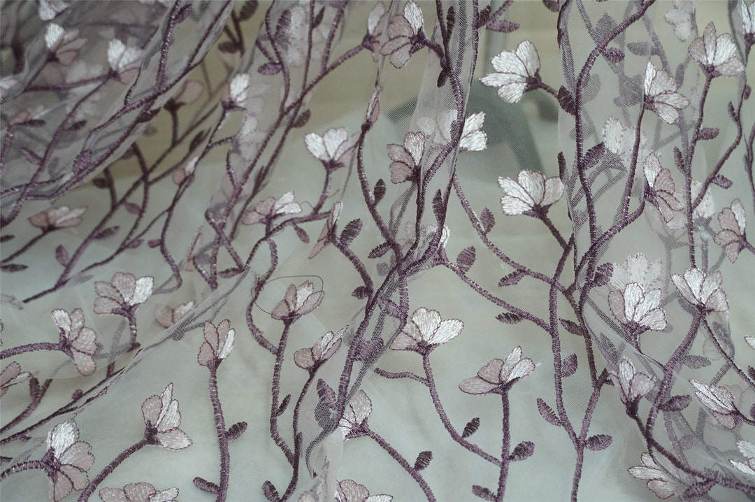 Elegant Leaf Flower Branch Overlay Embroidery Mesh Lace Fabric - Etsy