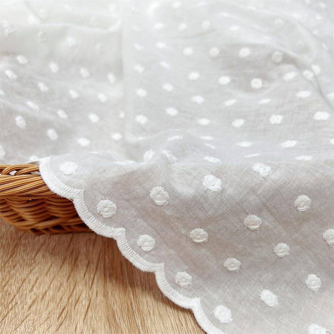 Swiss Dots Embroidered Fabric, Cute Polka Dot Cotton Lace, Dot Jacquard ...